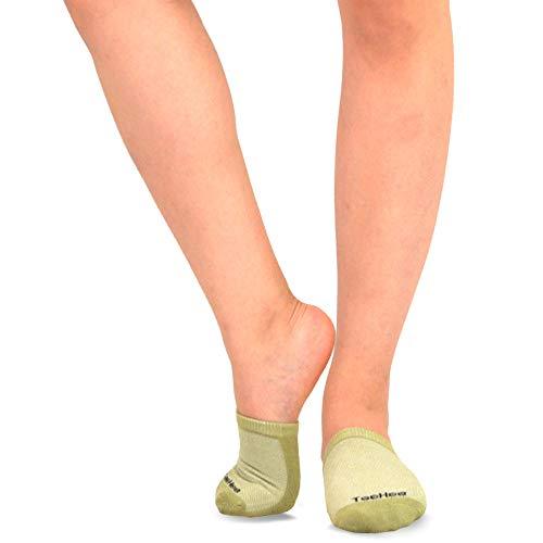 TeeHee Socks Women's Casual Bamboo Toe Topper Beige/Black 5-Pack (1203