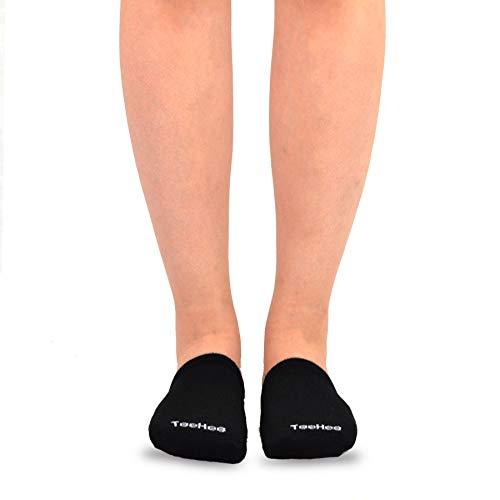 TeeHee Socks Women's Casual Bamboo Toe Topper Black 5-Pack (12033)